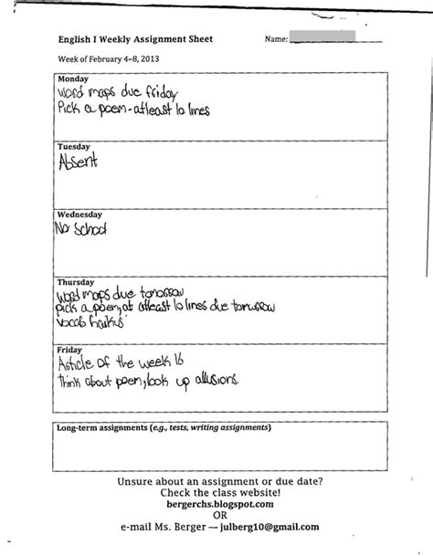 Artifact 10 Assignment Sheet Motivating Students To Work Outside