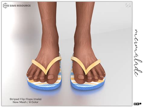 Mermaladesimtrs Striped Flip Flop S189 Male Sims 4 Beach Shoes
