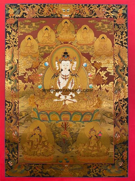 编号173 443263：黄金唐卡 四面大日如来（8055cm左右） 沃唐卡