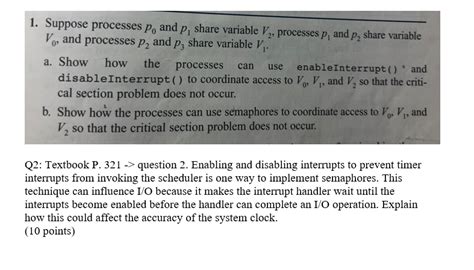 Solved 1 Suppose Processes P0 And P1 Share Variable V2