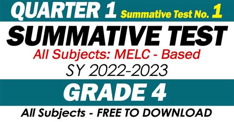 GRADE SUMMATIVE TEST NO SY MELC Based FREE DOWNLOAD DepEd Click