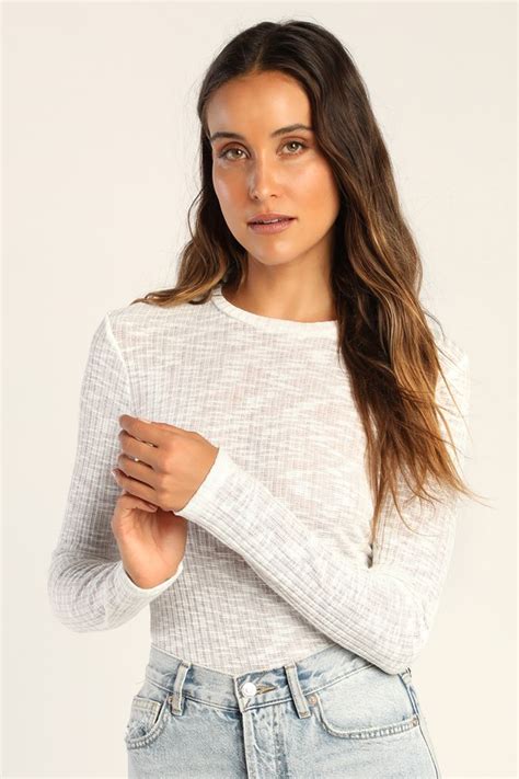 Free People Aura Layering Top White Long Sleeve Top Sheer Top Lulus