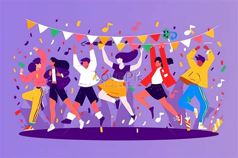 행복한 댄스 파티 일러스트 무료 다운로드 Lovepik