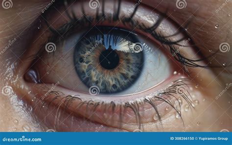 Beautiful Blue Eyes Of A Young Woman Staring At Camera Generated By Ai