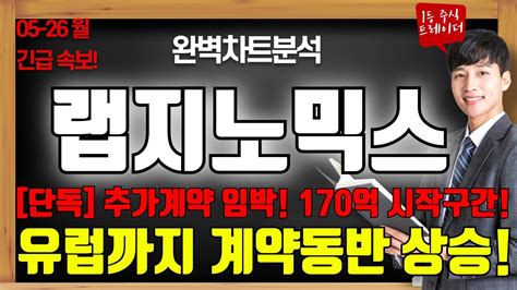 랩지노믹스 주가전망 05 26 월 장마감 속보 추가계약 임박 170억 시작구간 유럽까지 계약동반 상승 빠르게 확인하세요