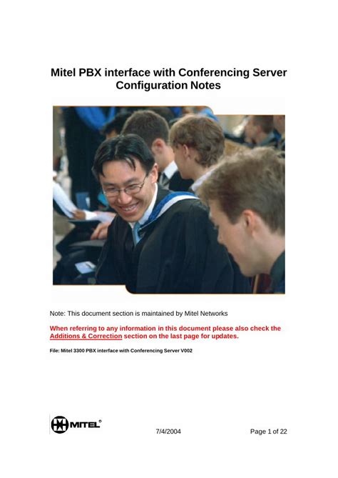 Pdf Mitel 3300 Pbx Interface With Conferencing Server …pdf Textfiles