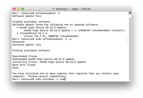 how to run mac software update via the terminal