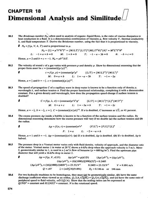 Solved Problems Fluid Flow Dimensional Analysis Ans Similitude Pdf