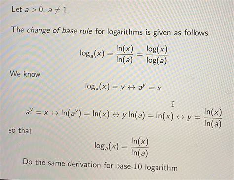 Solved Let A A The Change Of Base Rule For Chegg Com