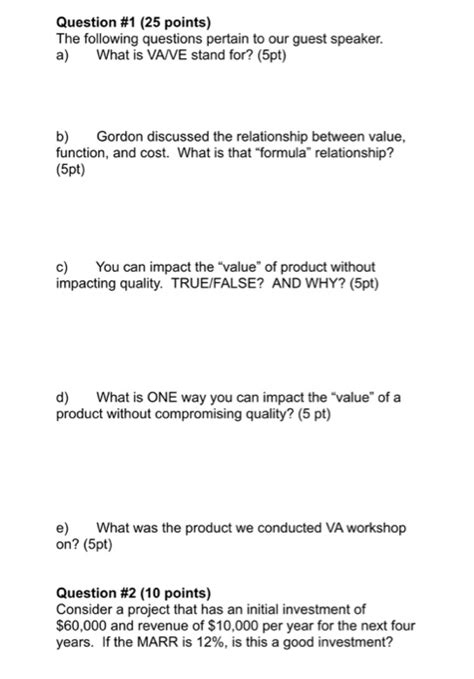 Solved Question 1 25 Points The Following Questions