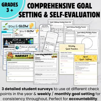 Student Reflection Goal Setting Bundle Full Year Weekly Monthly