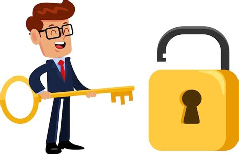 Premium Vector Businessman Cartoon Character Holding Golden Key To