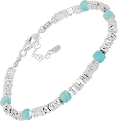 Amazon Silpada Delightful Moment Sterling Silver Hematite And Amazonite Bead Bracelet
