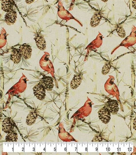 Cardinals And Pinecones Christmas Cotton Fabric Joann