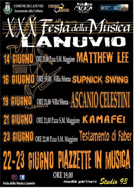 Lanuvio 30 Festa della Musica sarà uno show lungo 10 giorni La due