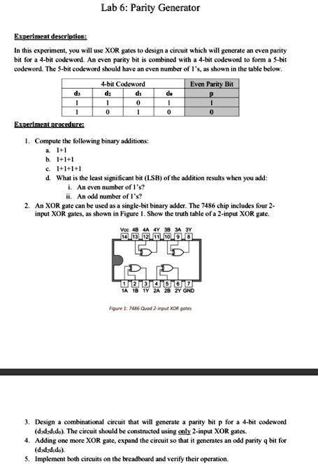 Lab 6 Parity Generator Experiment Description In This Experiment You