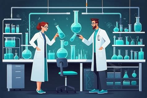 Premium Ai Image Modern Flat Design Female And Male Scientist