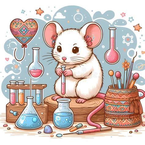 Cute Cartoon Mouse Doing A Science Experiment Stock Illustration