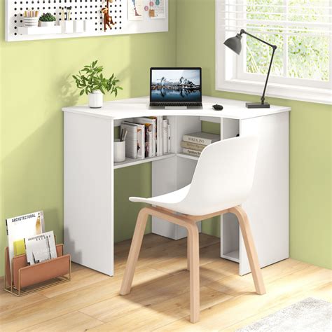 Corner Computer Desk Triangle Home Office Desk With Adjustable Shelf