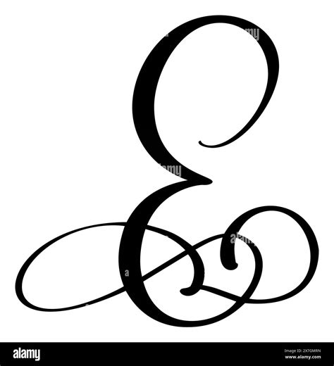Hand Drawn Vector Calligraphy Letter E Script Font Logo Handwritten