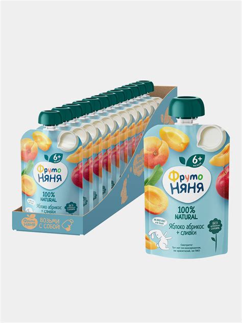 Пюре фруктовое ФрутоНяня с 6 месяцев из яблок абрикосов и сливок 90 г 12 штук за 604