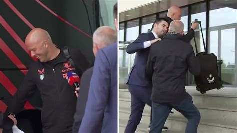 Awkward Moment Sky Sports Reporter Grabbed By Security As He Asks