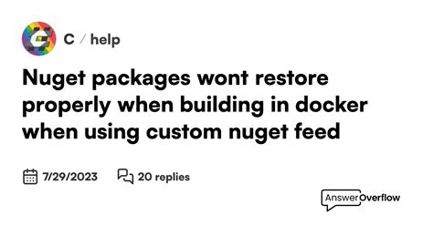 Nuget Packages Wont Restore Properly When Building In Docker When