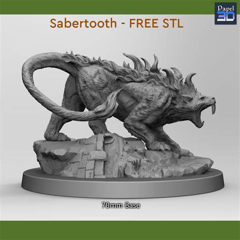 3d Printable Free Stl Saber Toothed Tiger By Papel 3d