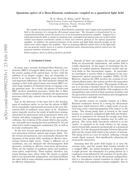 Pdf Quantum Optics Of A Bose Einstein Condensate Coupled To A