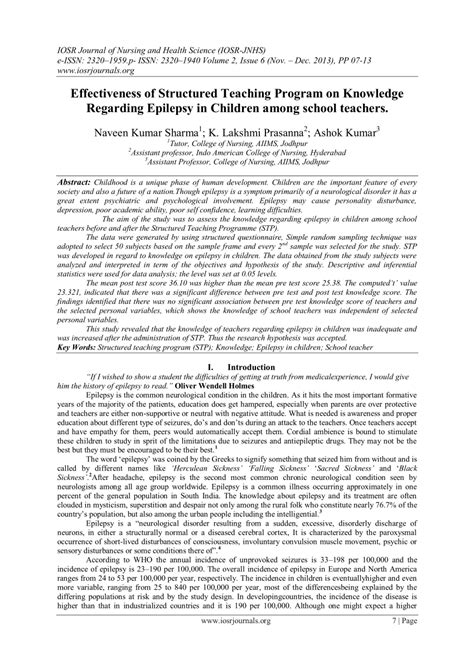 Pdf Effectiveness Of Structured Teaching Program On Knowledge