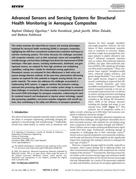 Pdf Advanced Sensors And Sensing Systems For Structural Health