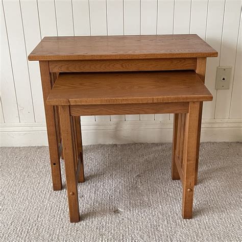 Bid On Everything Mission Style Oak Nesting Tables