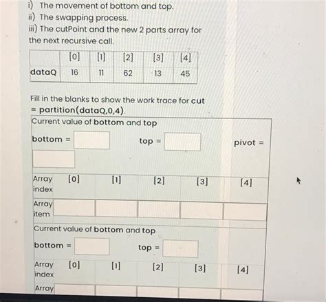 Solved 11 The Following Program Is A Quick Sort Function