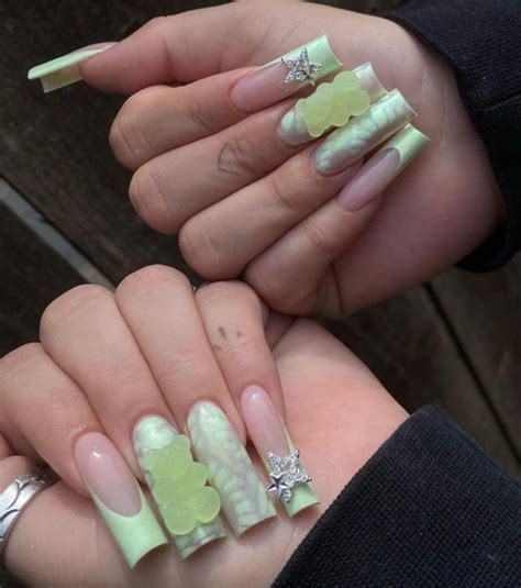 Green Gummy Bear Nails ⭐️ In 2024 Bears Nails Short Acrylic Nails
