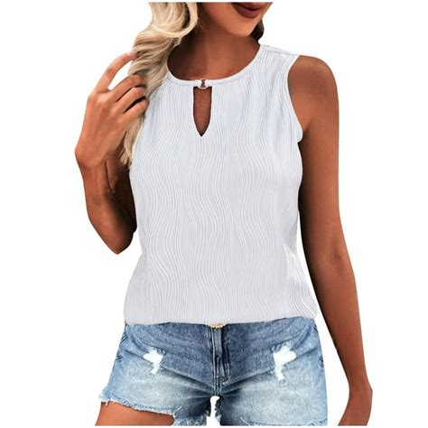 Cloise Womens Solid Sexy Sleeveless Round Neck Camisoles Hollow Out