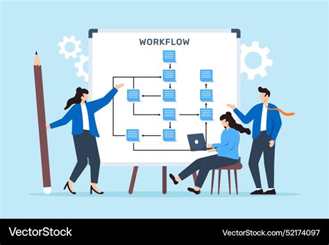 Team Members Designing Workflow Process Royalty Free Vector