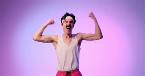 Young Nerd Celebrating Success And Exclaiming Yes On Purple Background Stock Video Video Of