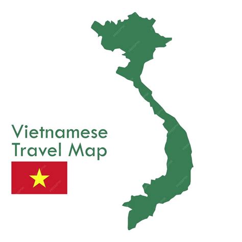 국기와 지도 녹색 베트남 지도 프리미엄 벡터