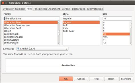Default Font And Font Size In Libreoffice Calc Ask Ubuntu