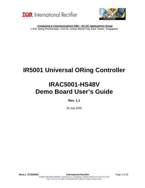 Pdf Ir5001 Universal Oring Controller Irac5001 Hs48v Demo 5 1 R8 2