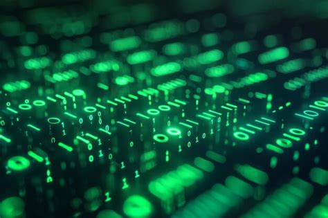 Green Dark Binary Code With Data Streaming Background Created With