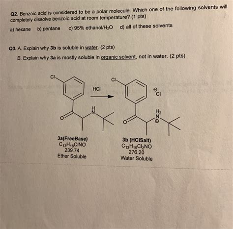 Solved Q2 Benzoic Acid Is Considered To Be A Polar