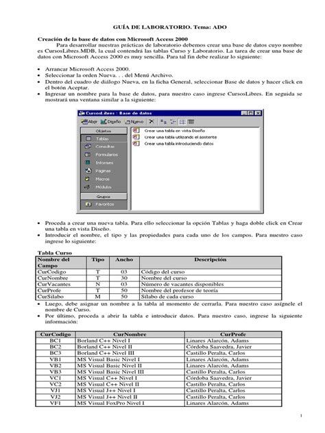 Guía De Laboratorio Ado Data Report Y Recordset Pdf Active X