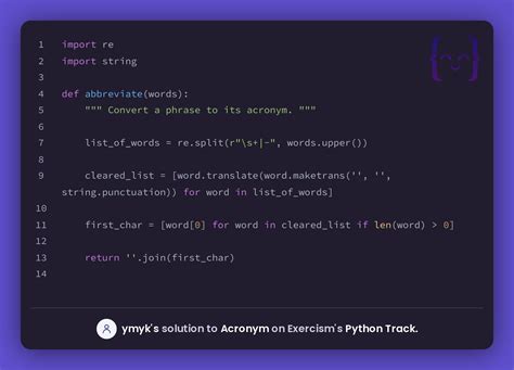 Ymyks Solution For Acronym In Python On Exercism