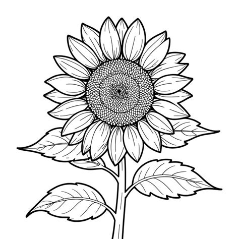 Premium Vector Sunflower Hand Drawn Coloring Page And Outline Vector
