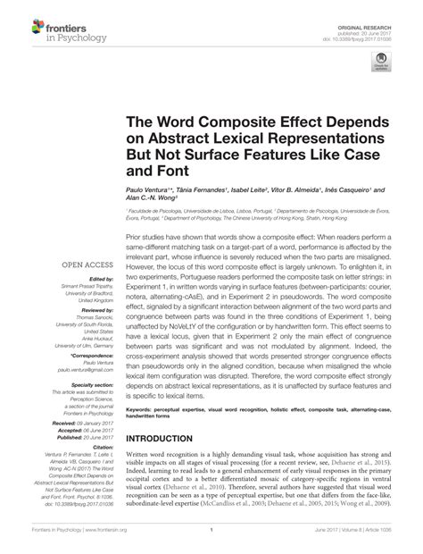 Pdf The Word Composite Effect Depends On Abstract Lexical Representations But Not Surface