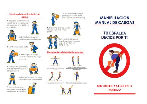 Folleto Manipulacion Manual De Cargas Técnica De Levantamiento De