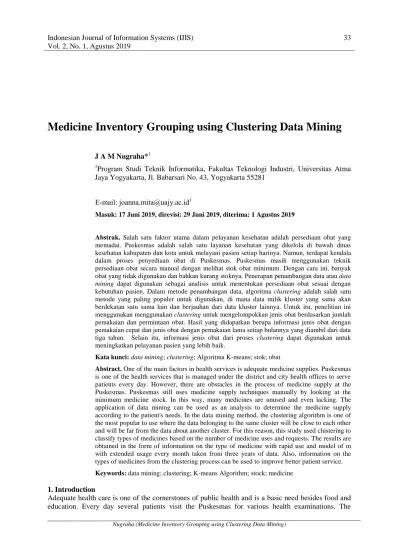 View Of Medicine Inventory Grouping Using Clustering Data Mining