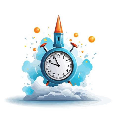 Premium Vector Alarm Clock Flying To The Sky Like A Rocket