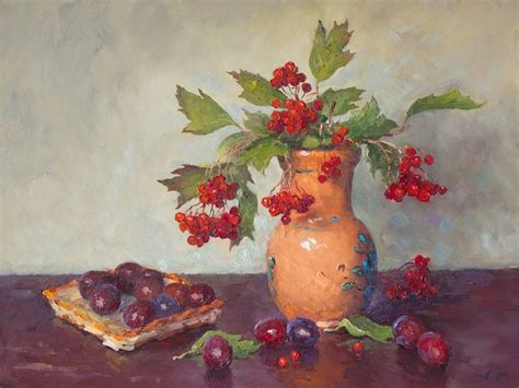 Viburnum And Plums Painting By Alexander Alexandrovsky Saatchi Art